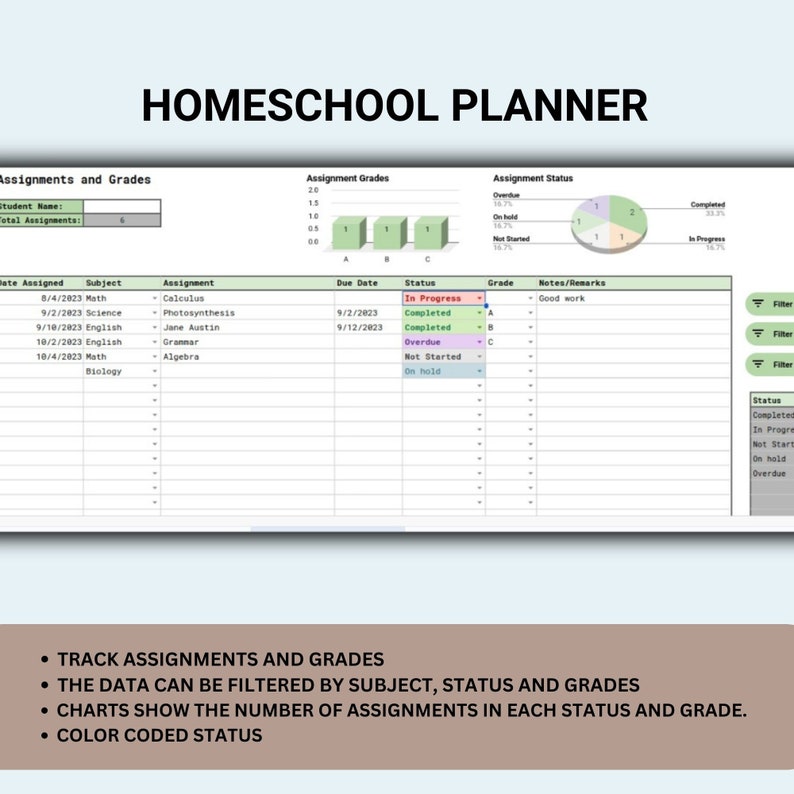 Homeschool Schedule, Homeschool Planner, Assignment and Grade Tracker ...