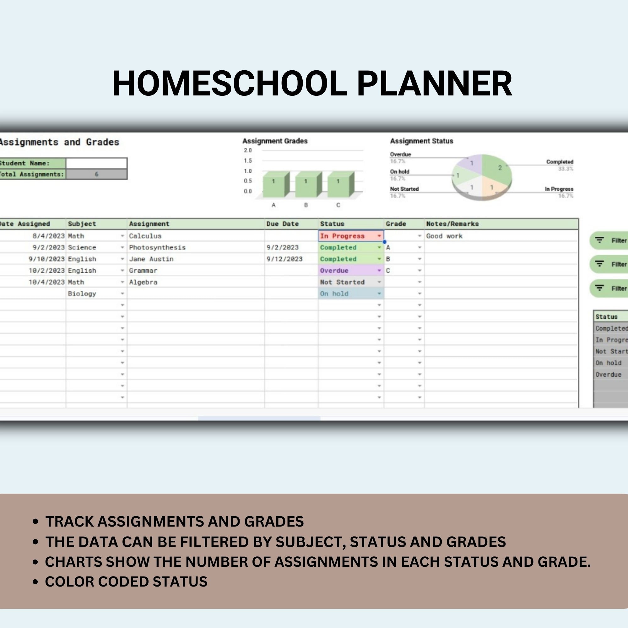 Homeschool Schedule, Homeschool Planner, Assignment and Grade Tracker ...