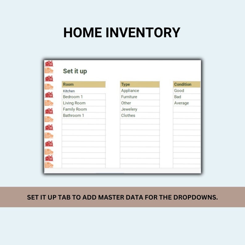 Home Inventory, Inventory Tracker, Google Sheets Template for Household ...