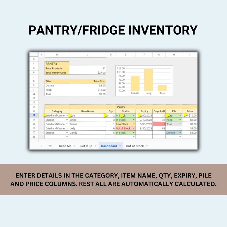 Pantry Inventory Tracker Spreadsheet Freezer Inventory Checklist Google ...
