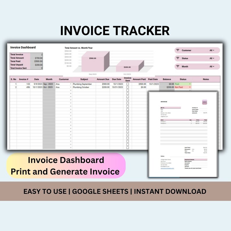 Invoice Template, Invoice Tracker for Small Business and Clients ...