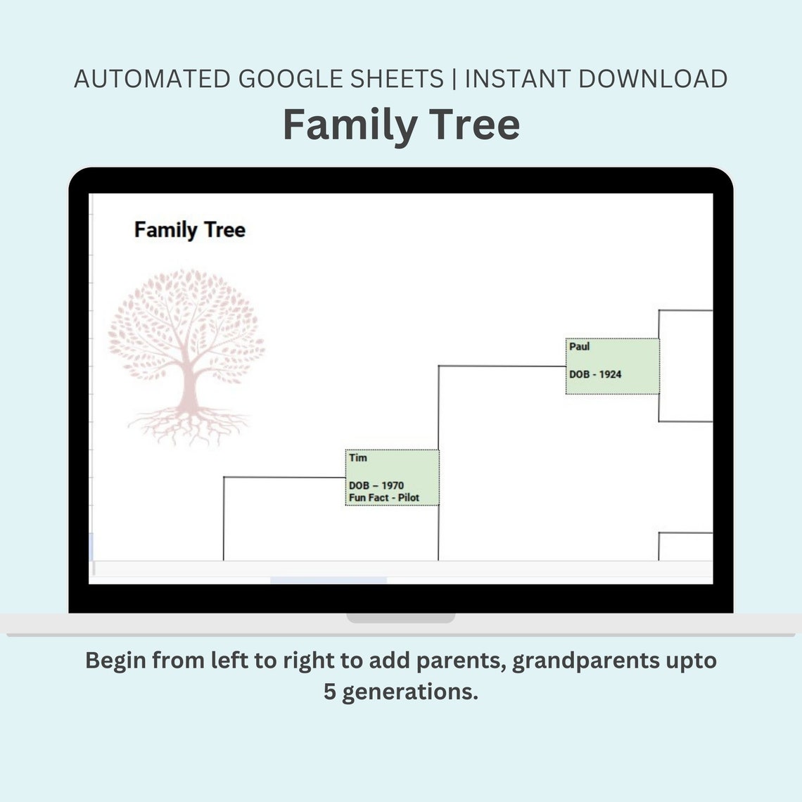 Family Tree Chart Family Tree Template Google Sheets - Etsy Australia