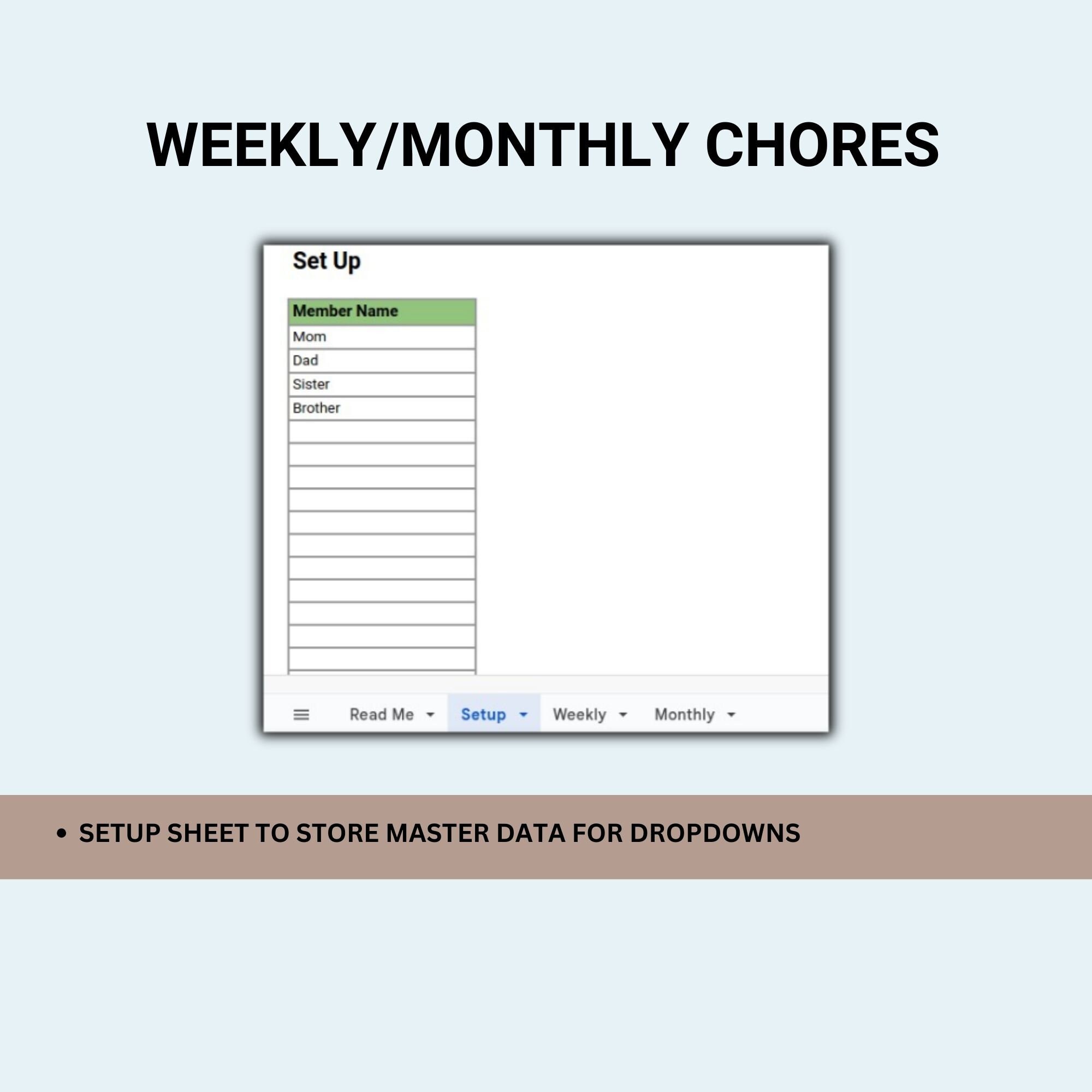 Family Chore Chart, Weekly Chore, Monthly Chores, Household Duties ...