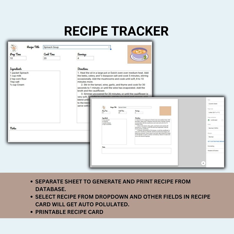 Editable and Printable Recipe Templates, Recipes Log, Digital Recipe ...