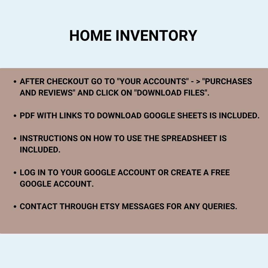 Inventory Tracker for Home, Home Inventory Log, Homeowners Gift, Google ...
