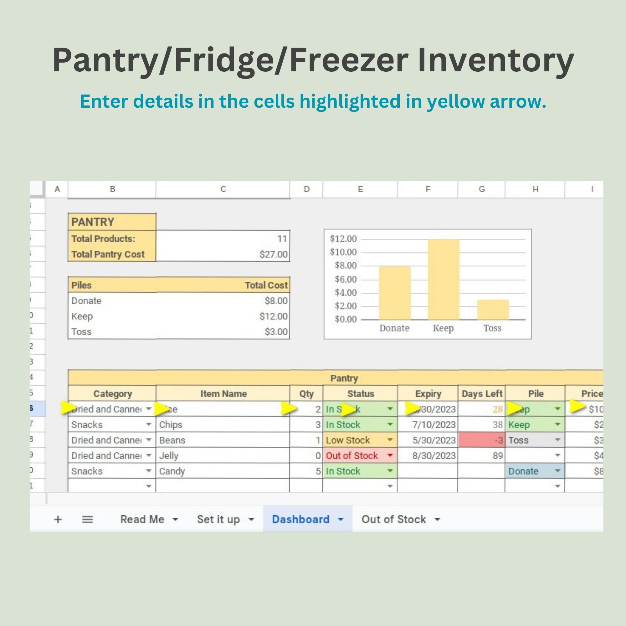Pantry Inventory Tracker Spreadsheet Freezer Inventory - Etsy