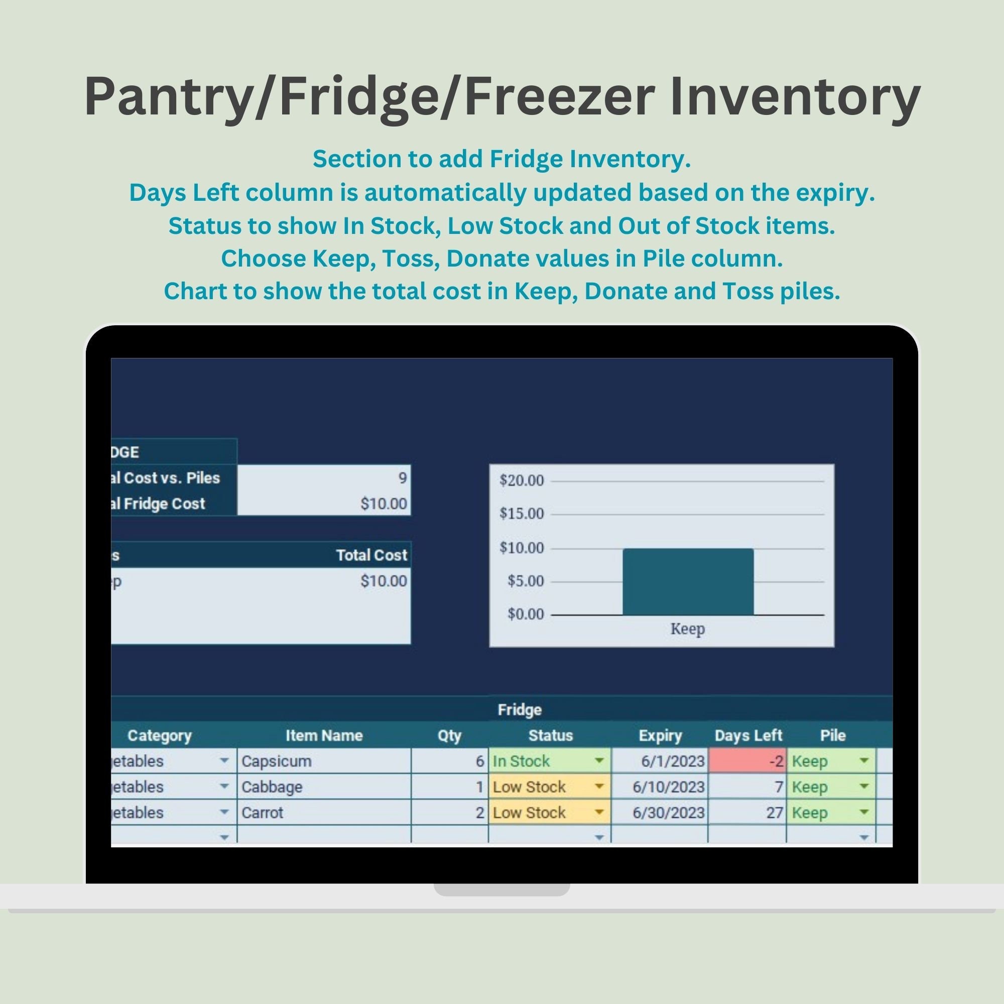 Pantry Inventory Spreadsheet, Pantry List Tracker, Freezer Inventory ...
