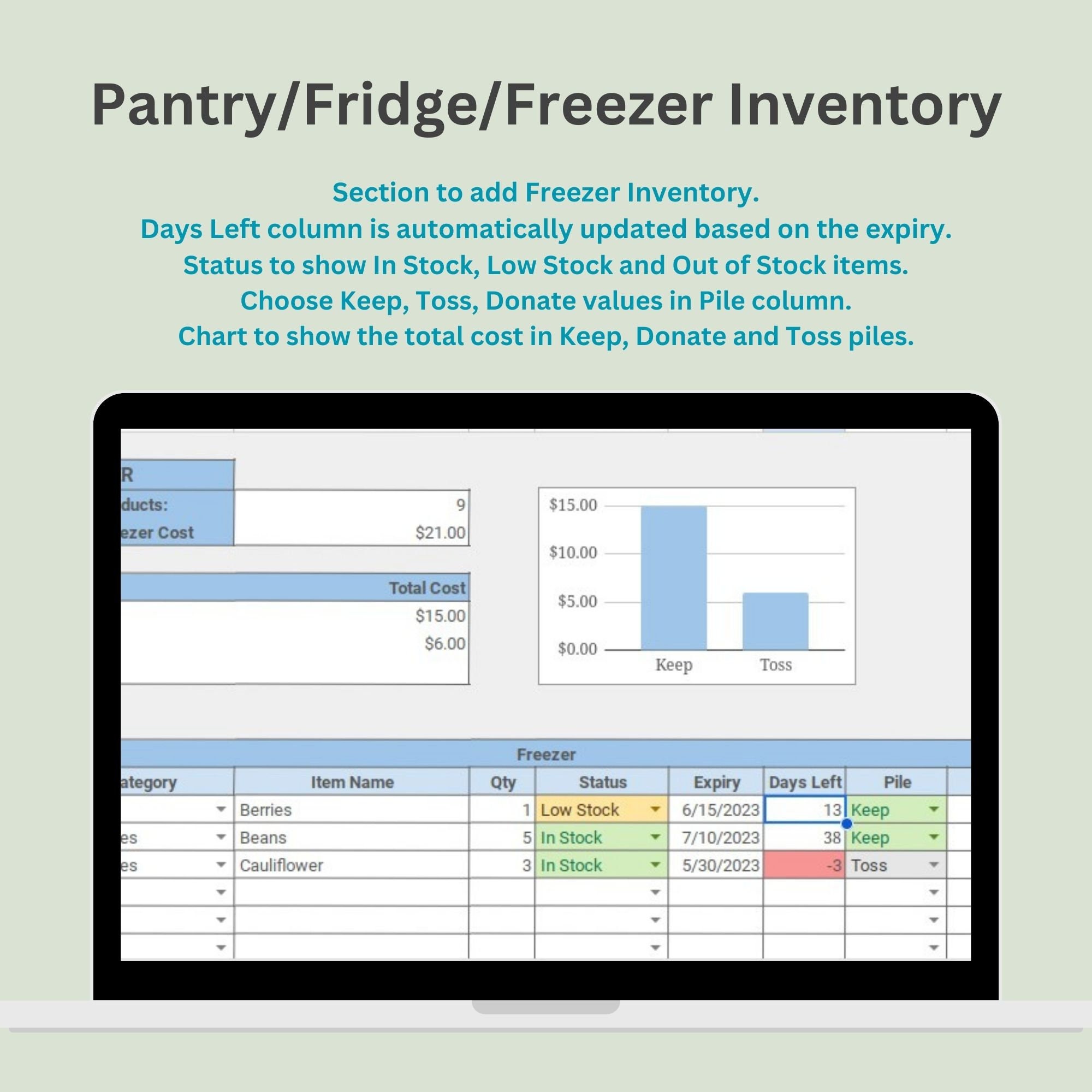 Pantry Inventory Tracker Spreadsheet Freezer Inventory - Etsy