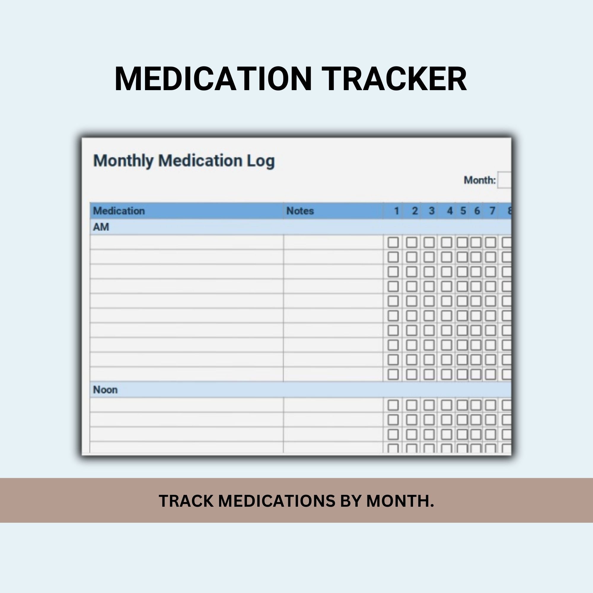Medication Tracker, Weekly Medication Log, Monthly Medication Calendar ...