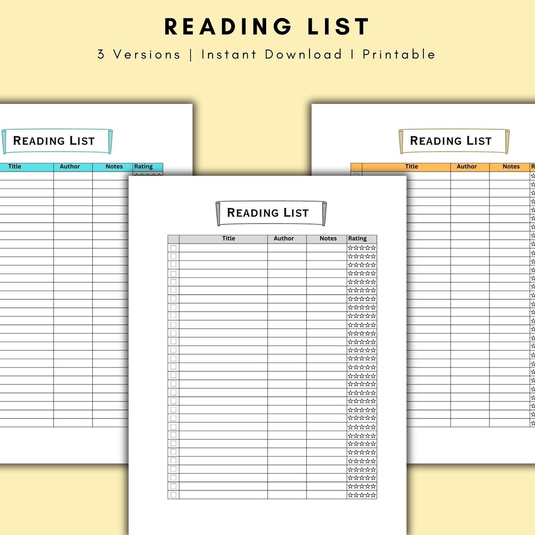 Reading List, Book Reading Printable, Reading Log, Book Tracker,a4 and ...