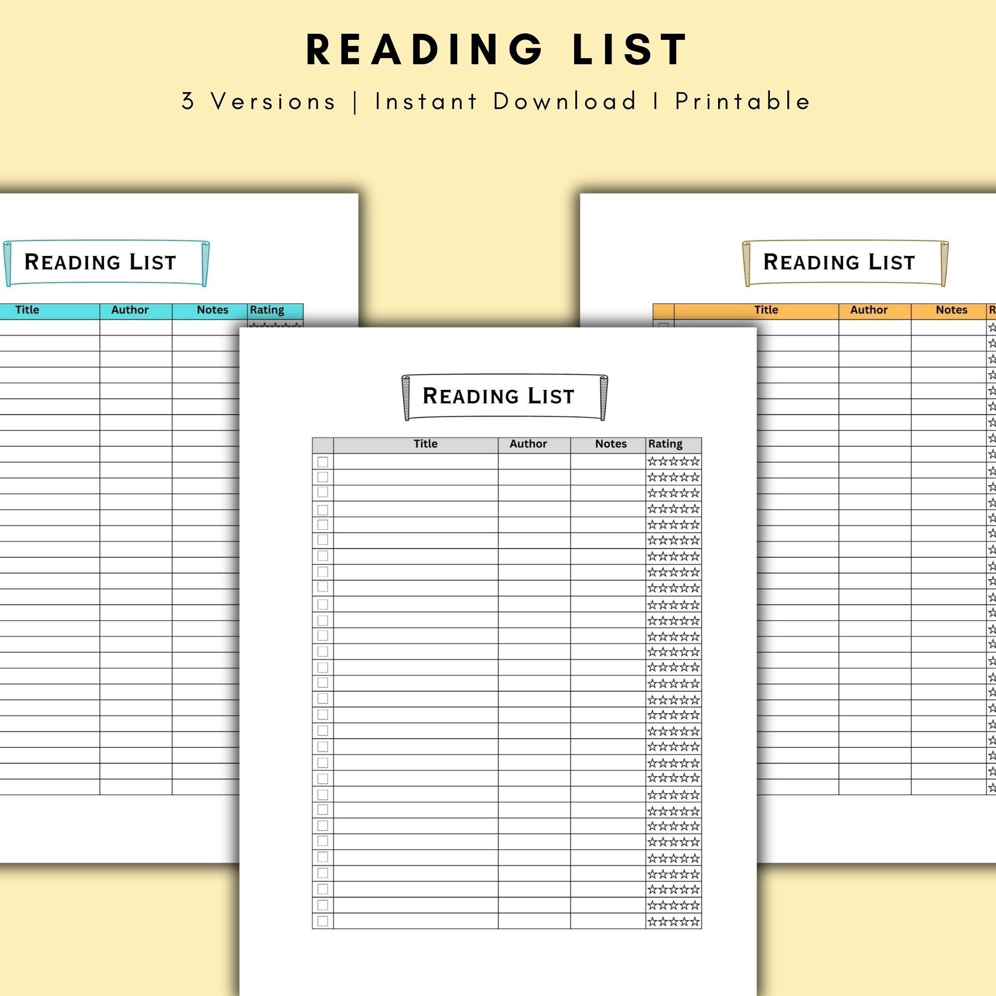 Reading List, Book Reading Printable, Reading Log, Book Tracker,a4 and ...