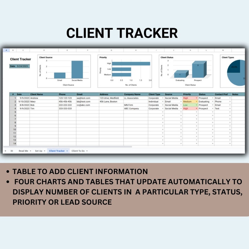 Client Tracker, Lead Tracker, Customer Management,google Sheets ...