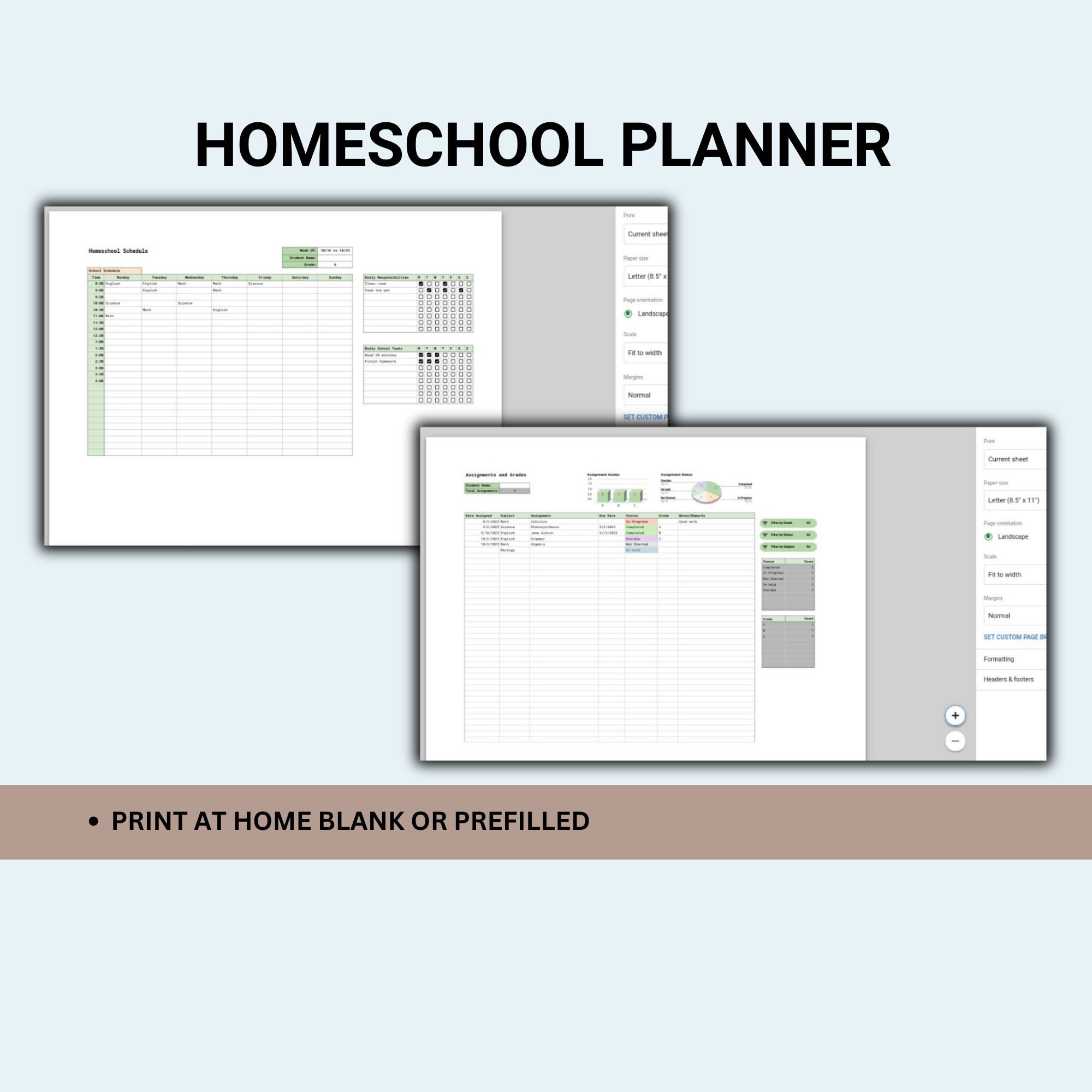 Homeschool Schedule, Homeschool Planner, Assignment and Grade Tracker ...