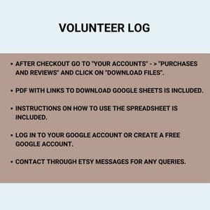 Volunteer Log, Sign up Spreadsheet, Volunteering Planner, Record Hours ...