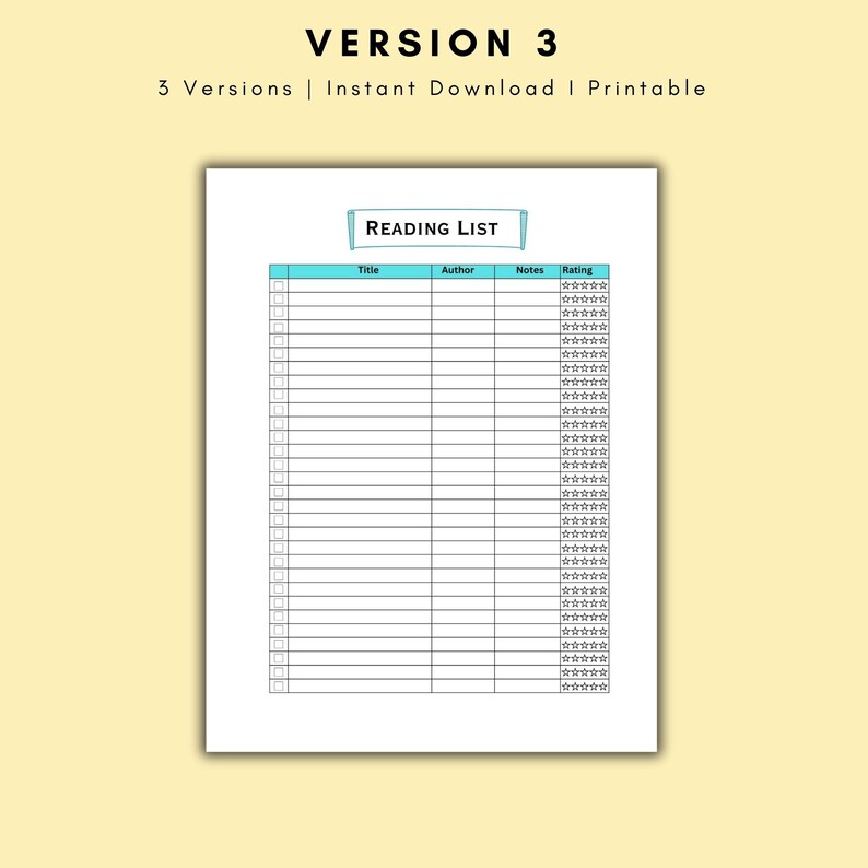 Reading List, Book Reading Printable, Reading Log, Book Tracker,a4 and ...