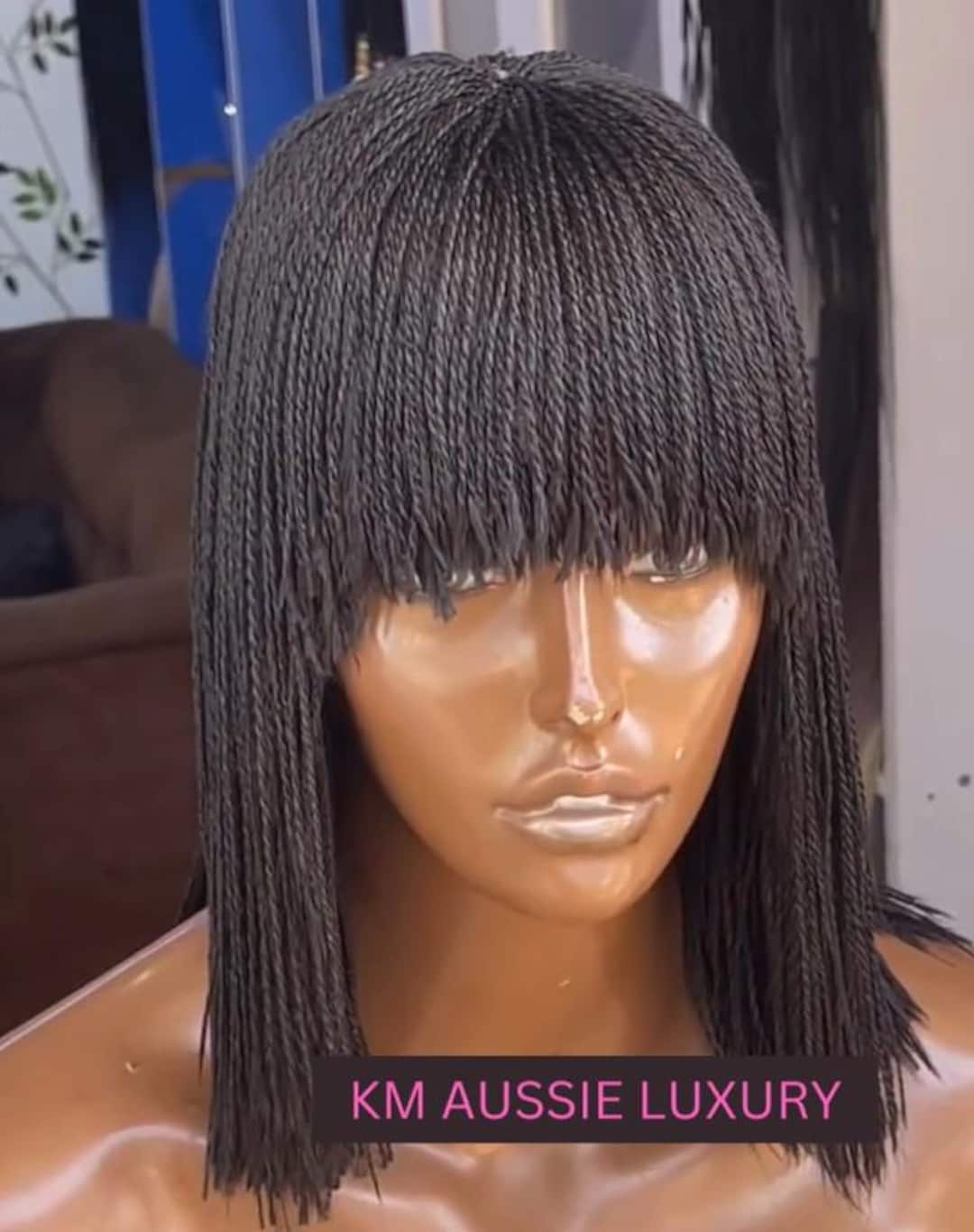 Micro Twist Wig With Bangs – Short Closure Lace Twist Wig for Ladies ...