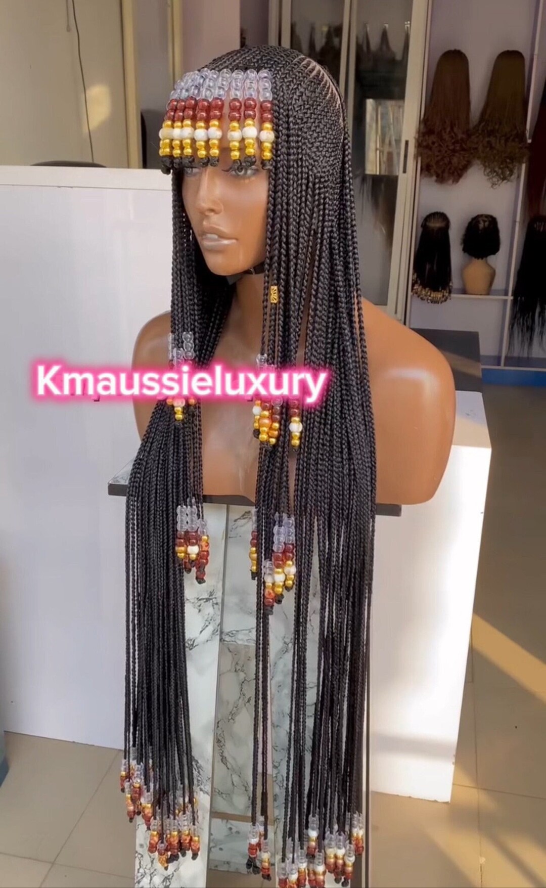 30 Inches Beaded Cornrow Wig, Braided Wig, Cornrow Wig, Full Lace ...