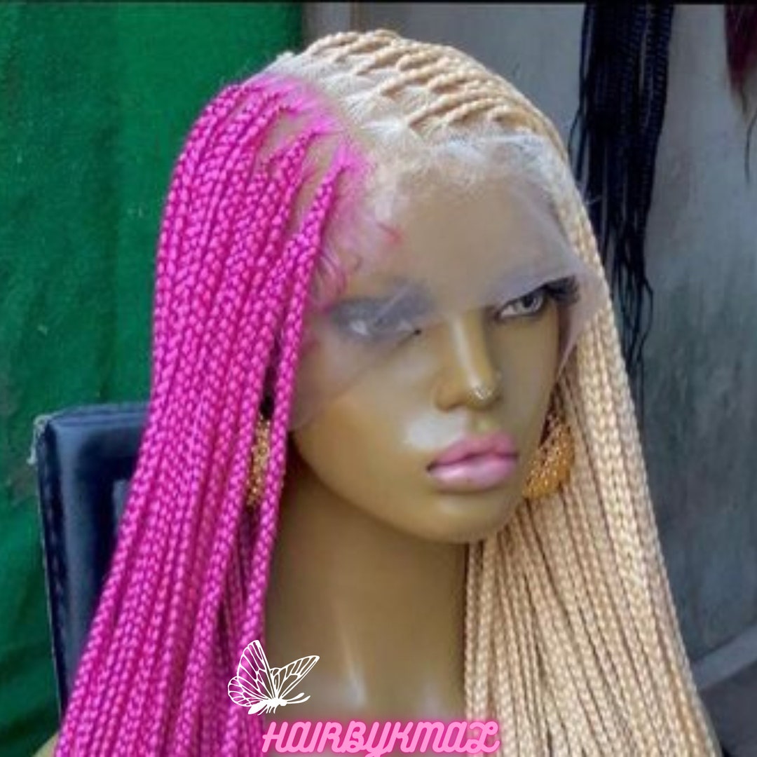 Pink and Blonde Knotless Braid Wig for Black Women Gift for Women Full ...