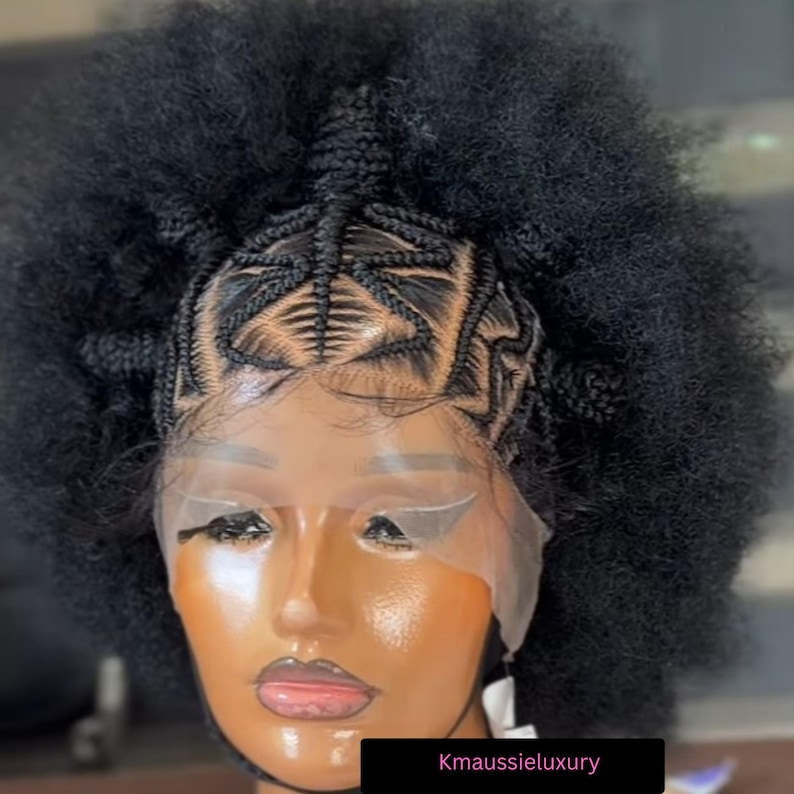 Black Women Afro Puff Updo Cornrows, Jumbo Ghana Weaving Braids With ...