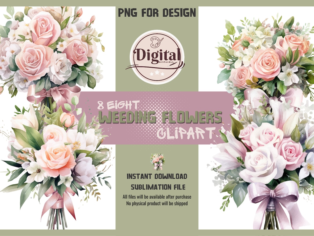 Watercolor Wedding Flowers Clipart Set of 8 High-resolution - Etsy
