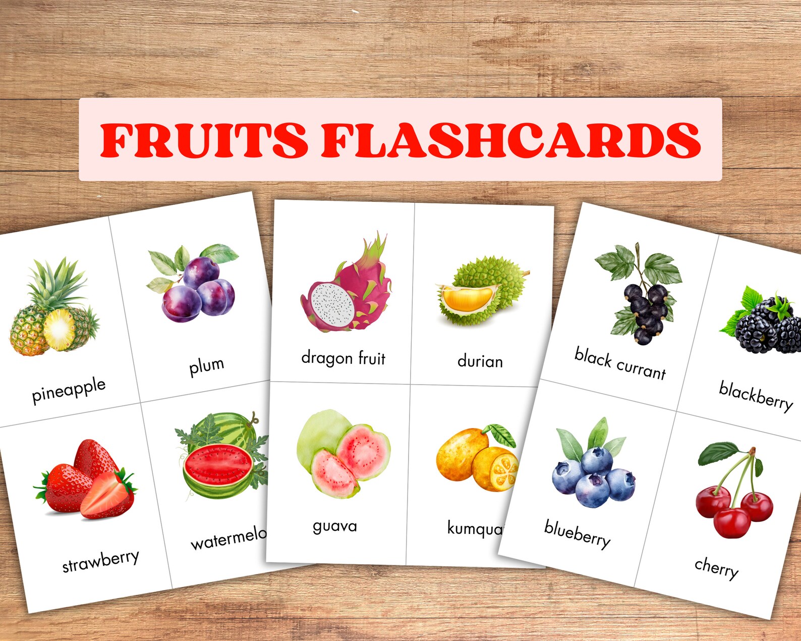Fruit Flashcards for Kids of All Ages | Fruit Study Cards | Printable ...