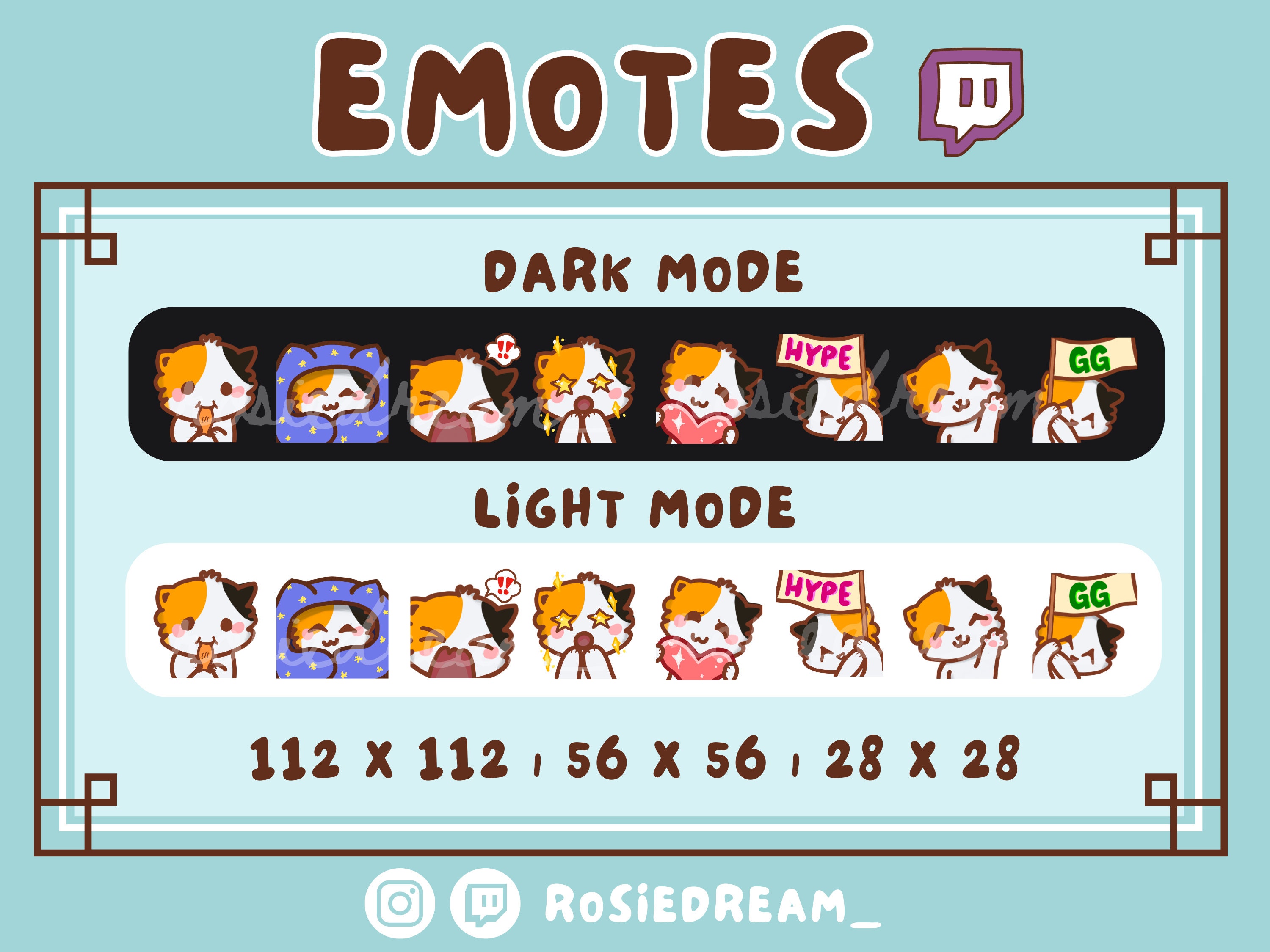 Calico Cat Emote, Cute, Kawaii, Wave, GG, Hype, Cozy, Love Twitch ...