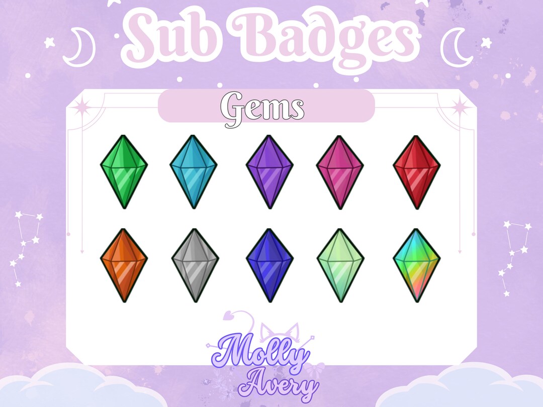 Gems | 10 Twitch Sub Badges | Bit Badges | Stream - Etsy