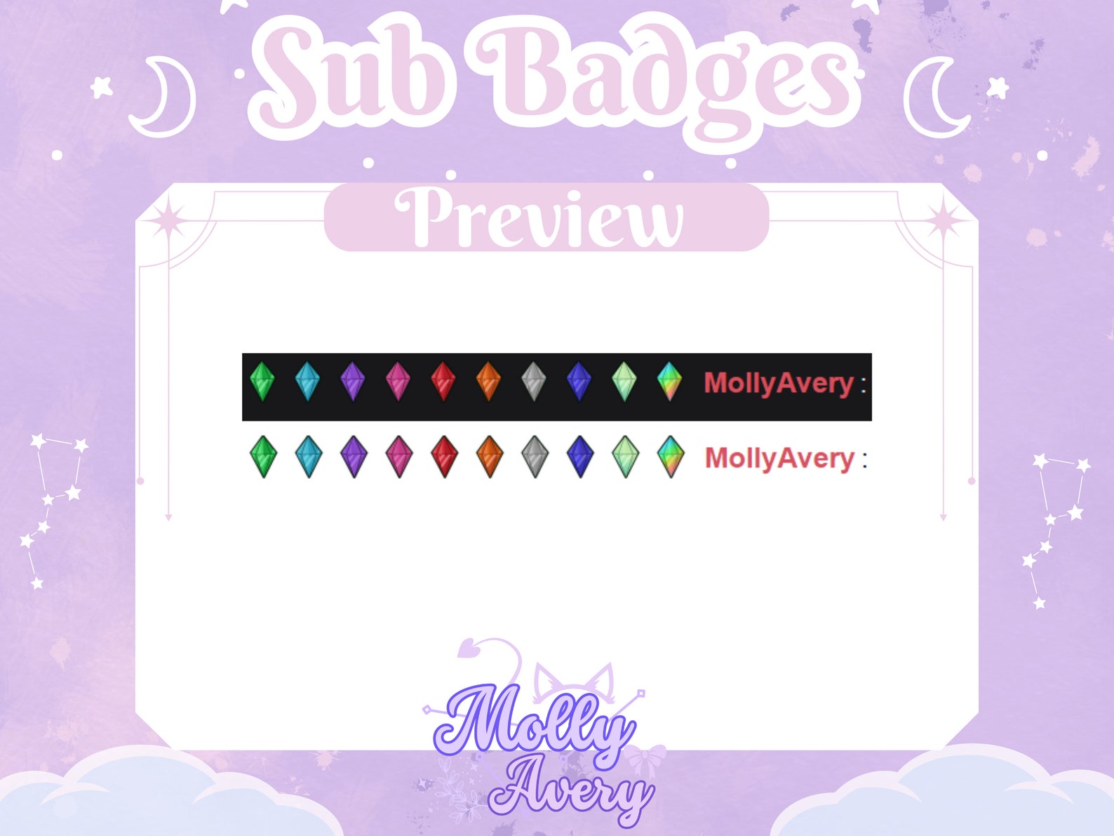 Gems | 10 Twitch Sub Badges | Bit Badges | Stream - Etsy