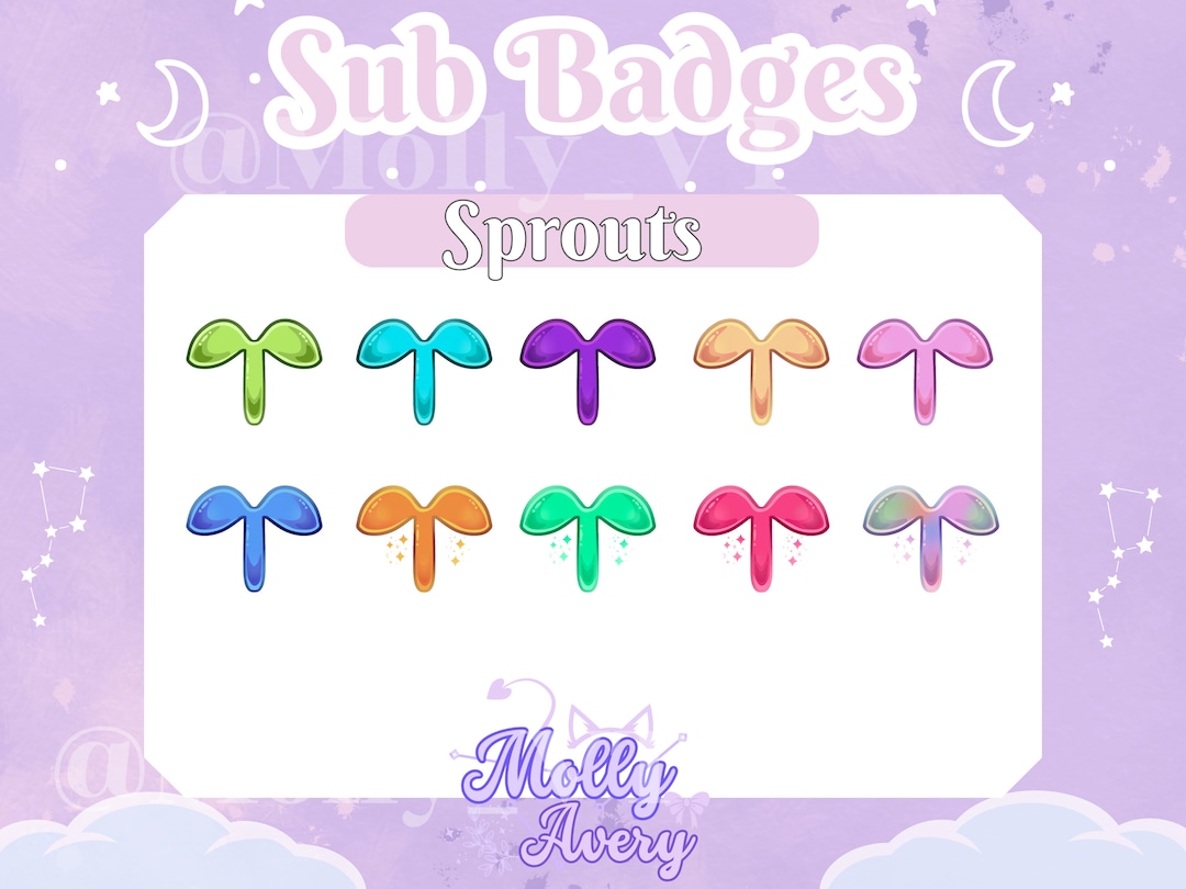 Sprout Twitch Sub Badges | Cute Stream Bit Badges (10 Badges) - Etsy