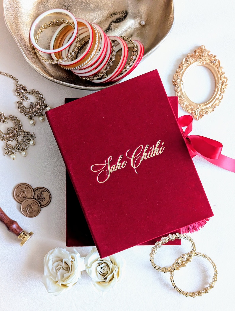 Luxury Sahi Chithi Red Personalized Sahe Chithi Velvet Sahi Chithi ...