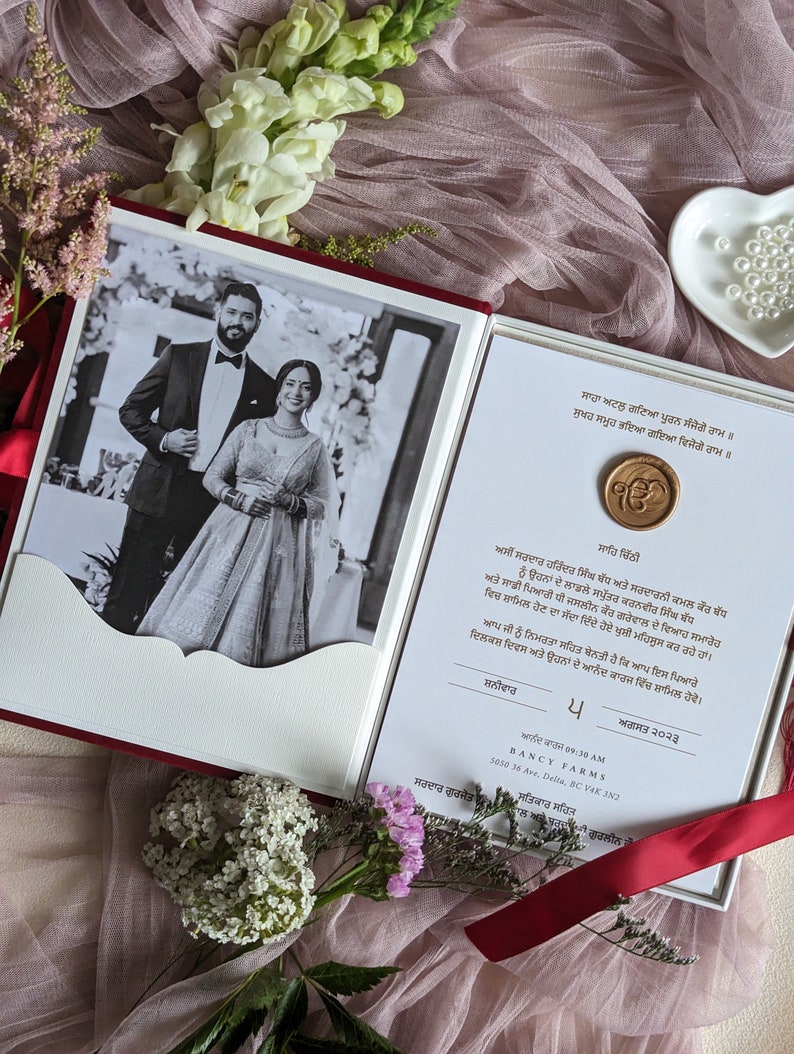 Luxury Punjabi Sahe Chithi - Red | Personalized Punjabi Sahe Chithi ...