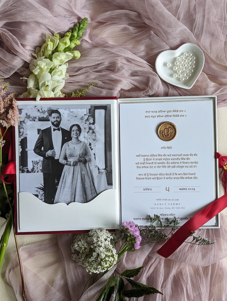 Luxury Punjabi Sahe Chithi - Red | Personalized Punjabi Sahe Chithi ...