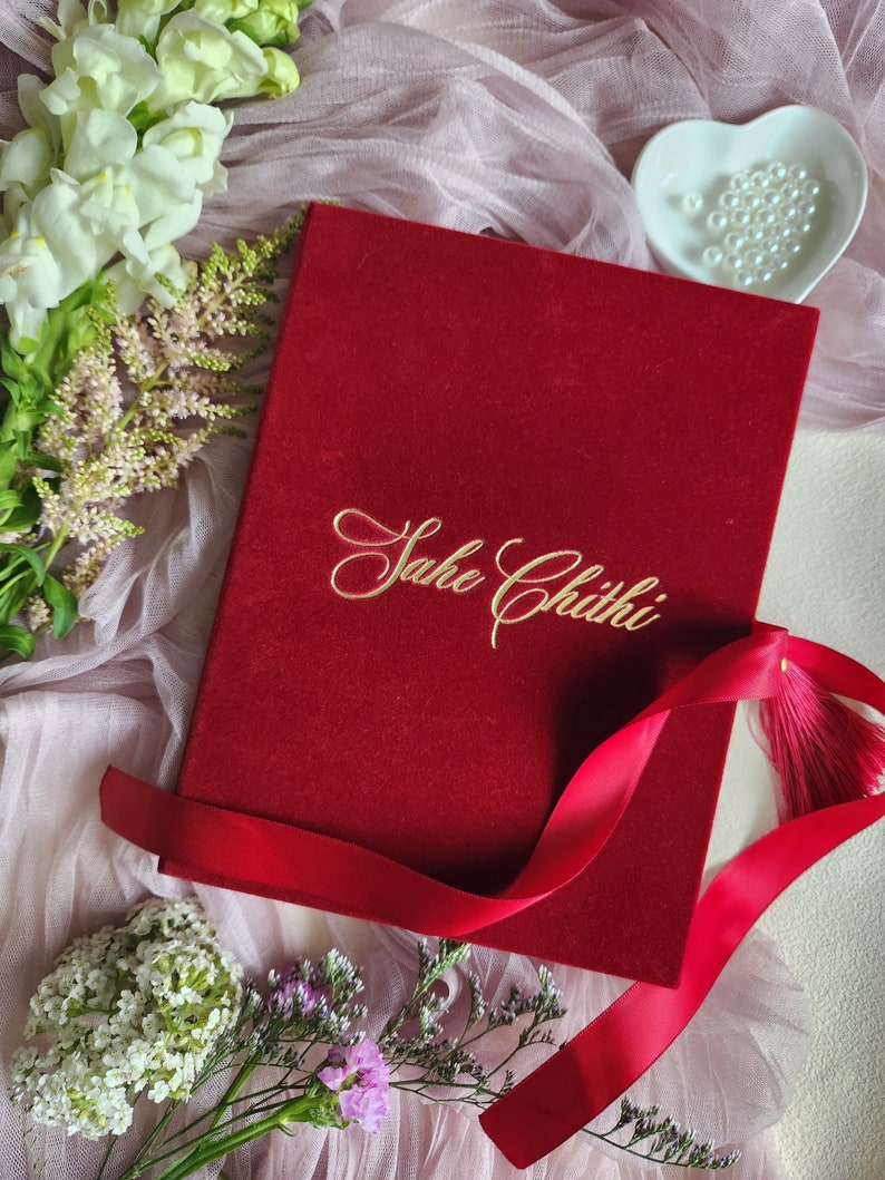 Luxury Punjabi Sahe Chithi - Red | Personalized Punjabi Sahe Chithi ...