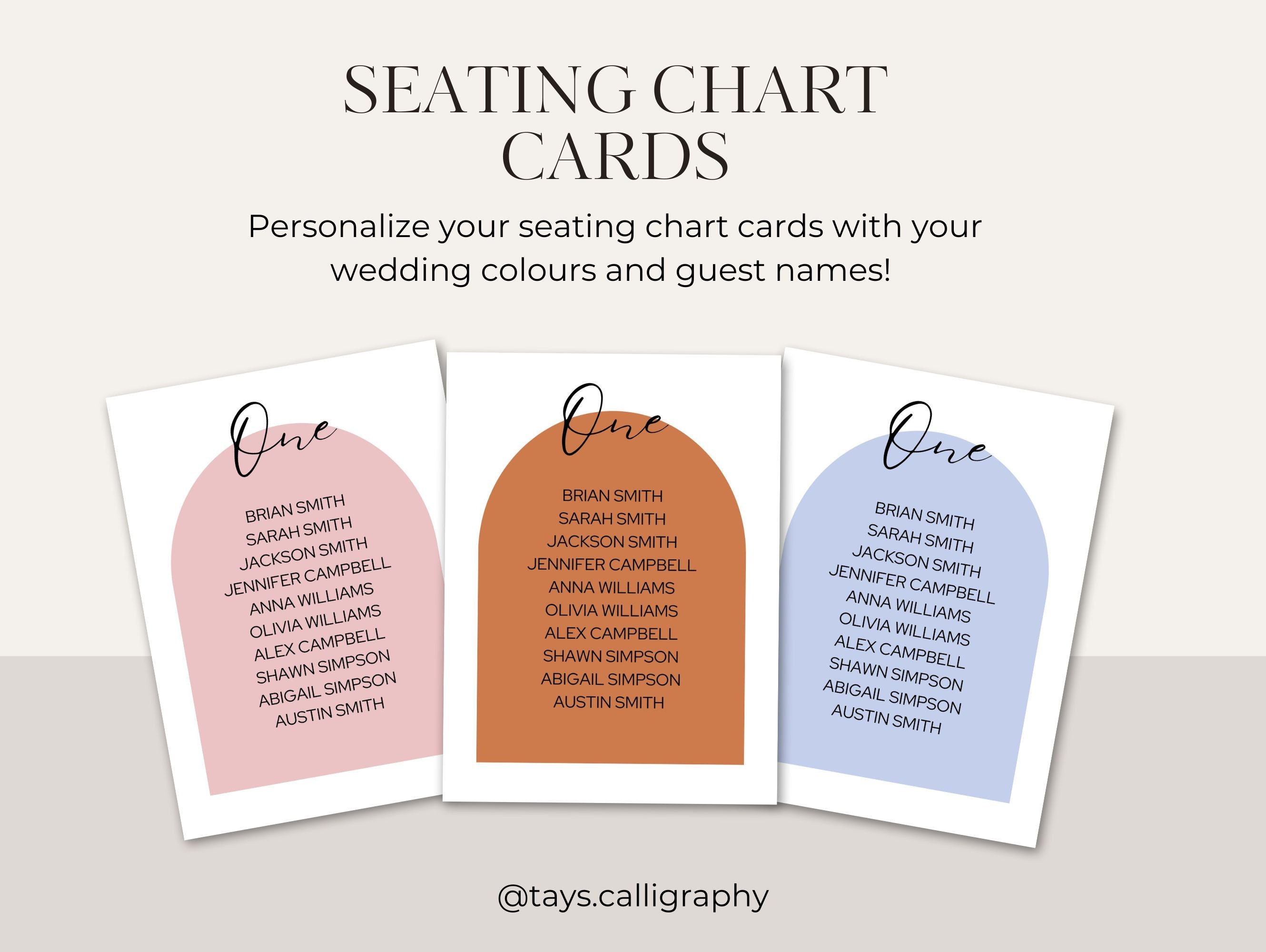 Minimalist Seating Chart Printable Seating Chart Cards - Etsy