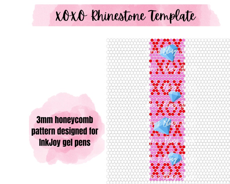 XOXO Rhinestone Pen Template | Inkjoy Gel Pen Template | Honeycomb ...