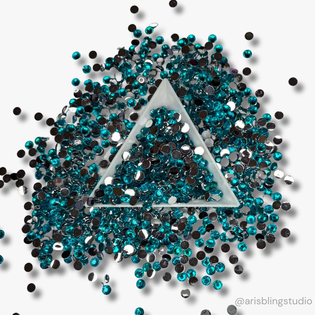 10 Grams 5mm/20ss, Turquoise Rhinestones, Resin, Flatback Resin Faceted ...