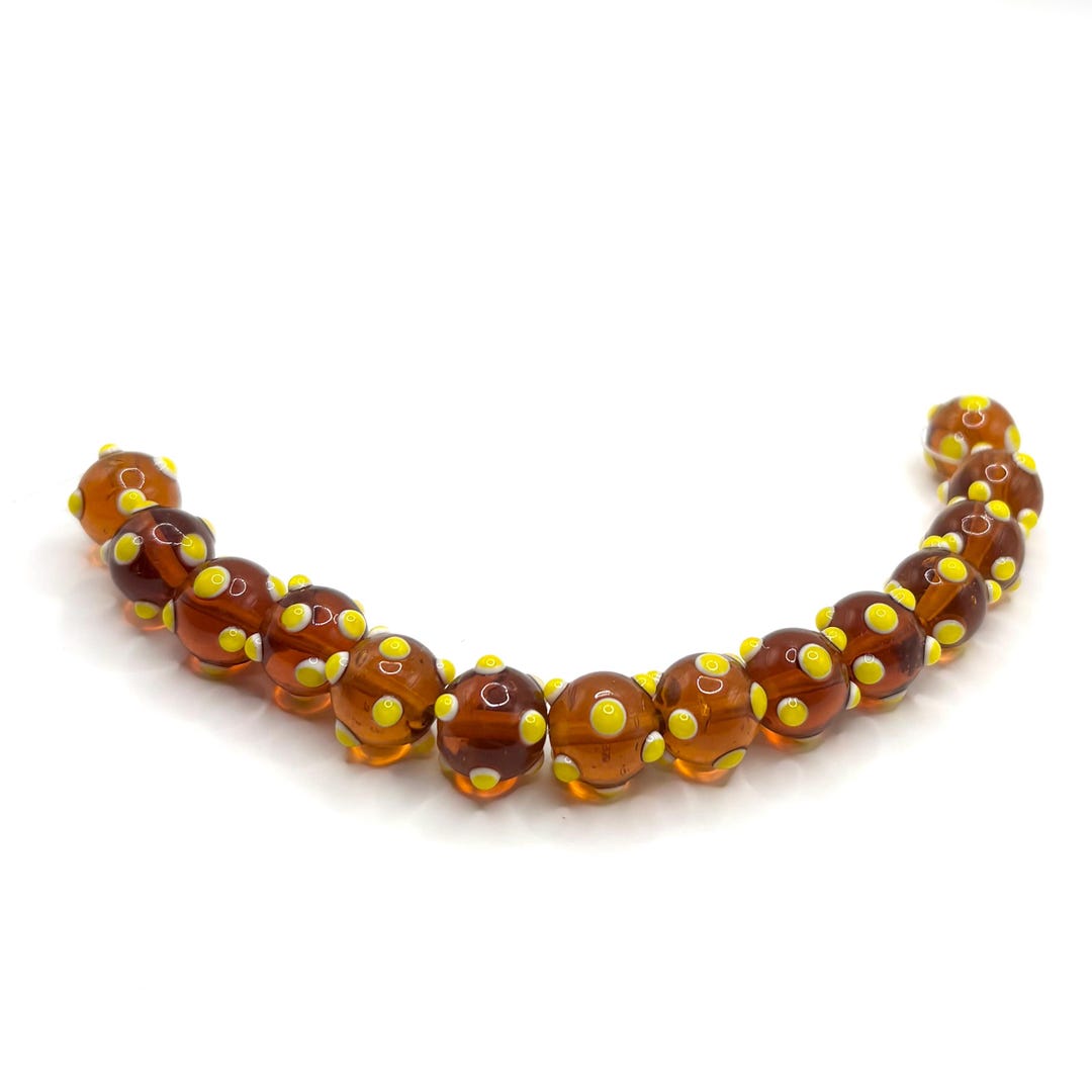 5.5-inch Bumpy Lampwork Strand, 14pcs, Gold & Yellow, 12-14mm, Glass ...