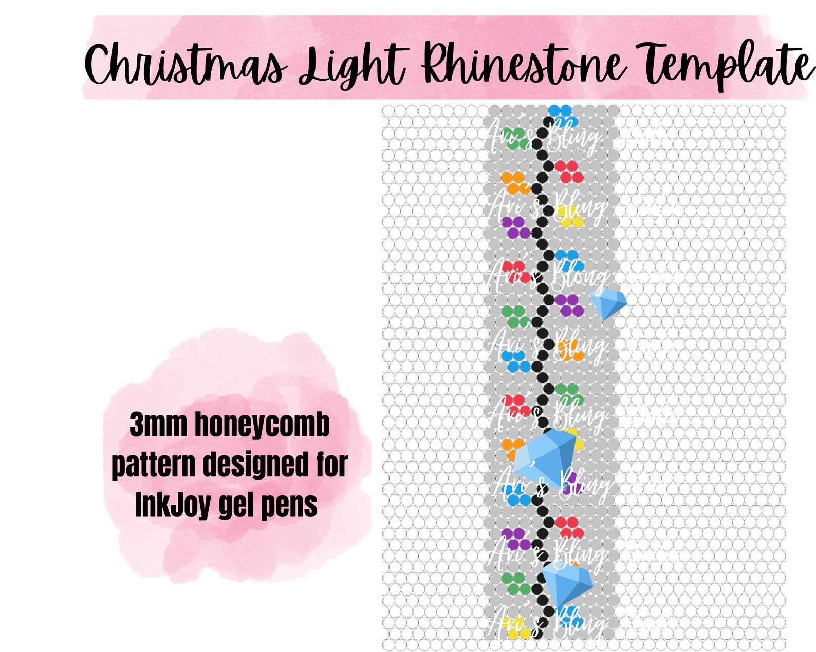 Christmas Lights Rhinestone Pen Template | Christmas | Holiday |digital ...