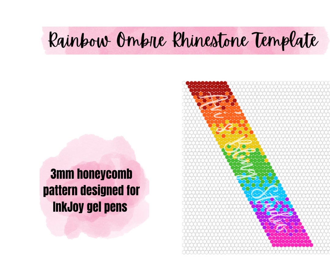 7 Color Rainbow Ombre Rhinestone Pen Template | Inkjoy Gel Pen Template ...