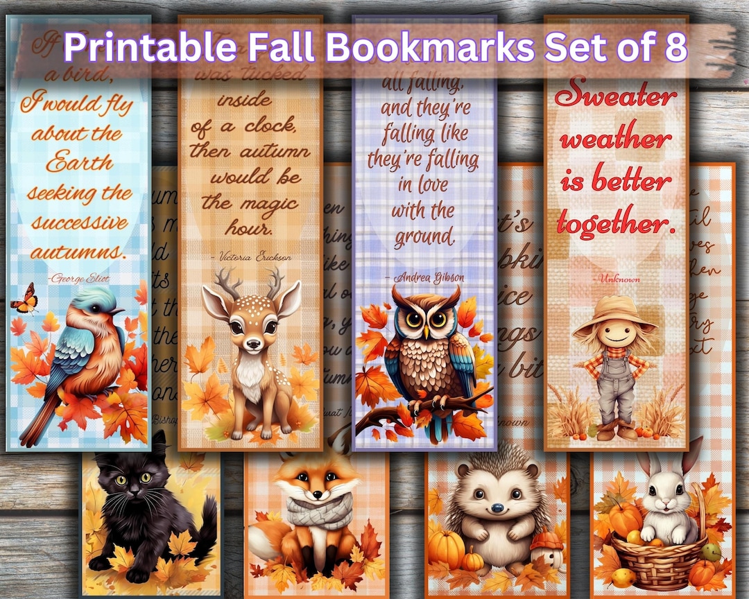 Printable Bookmarks: Cozy Fall Scene - Etsy