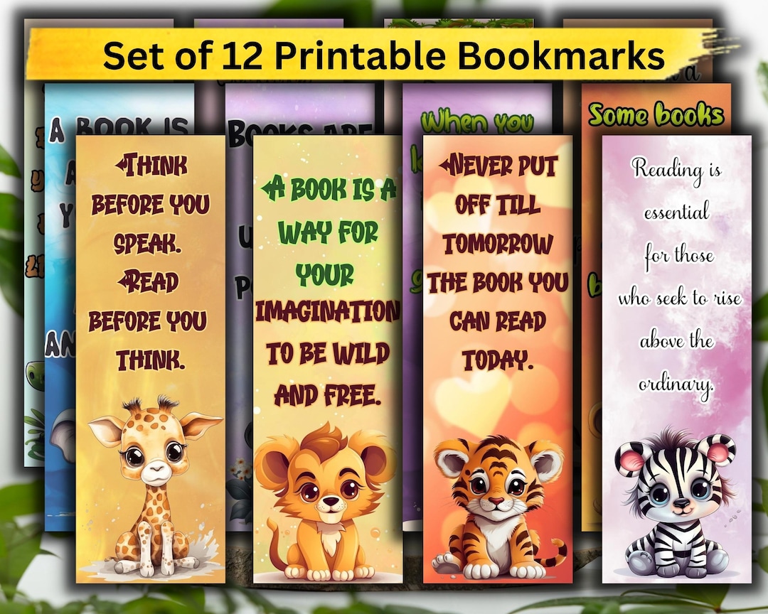 Printable Kids Bookmarks: Baby Animals - Etsy