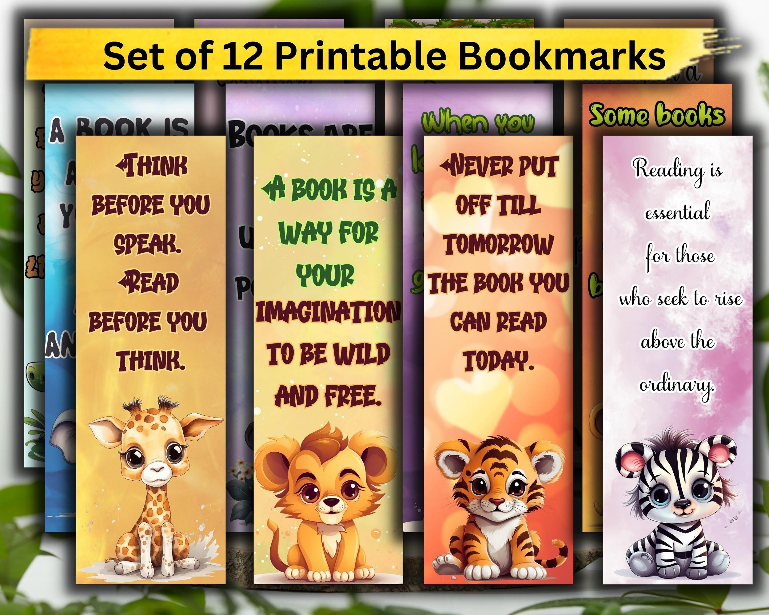 Printable Kids Bookmarks: Baby Animals - Etsy