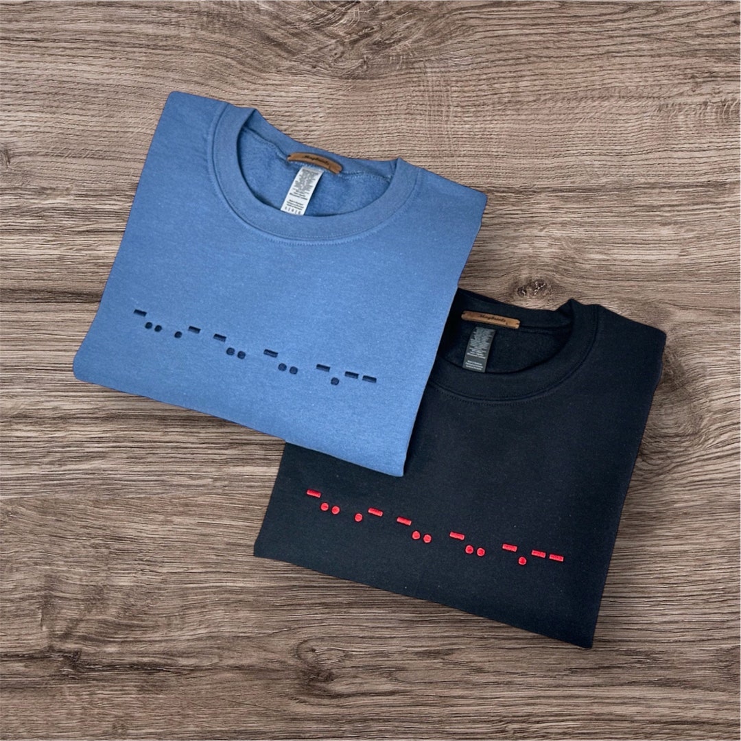 Personalized Morse Code Sweatshirt Mens Custom Embroidered Crewneck ...