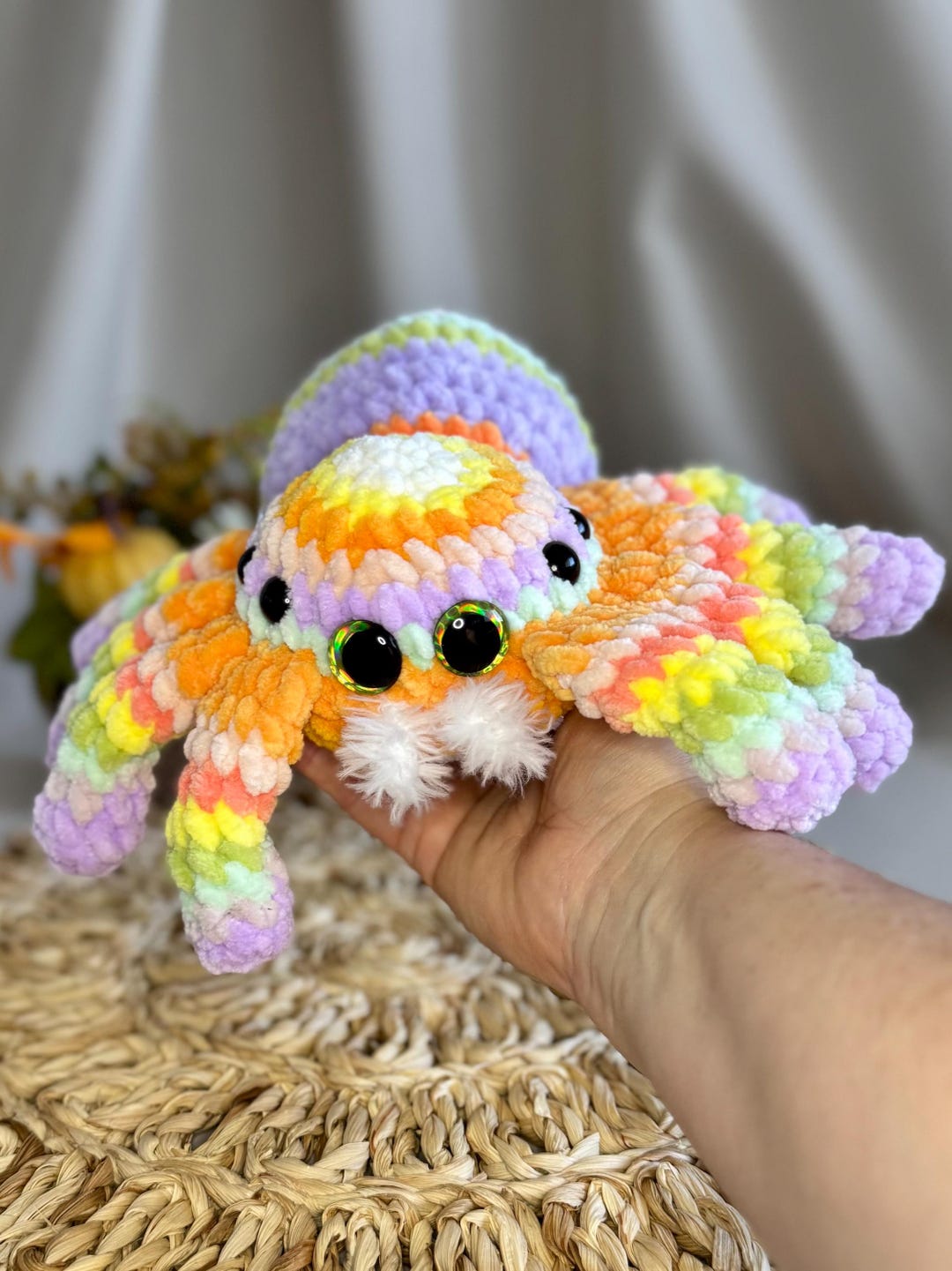 Peachy Puff Crochet Spider Plush – Handmade Kawaii Soft Toy – Cute ...