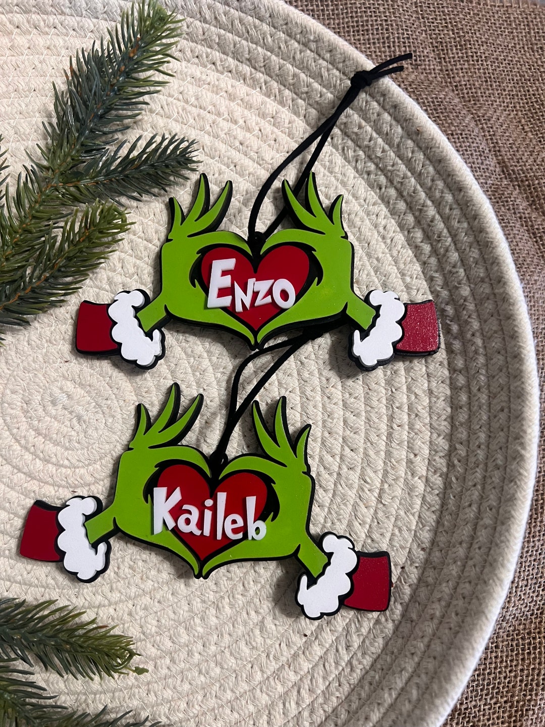 Personalized Grinch Heart Hands Christmas Ornament - Etsy