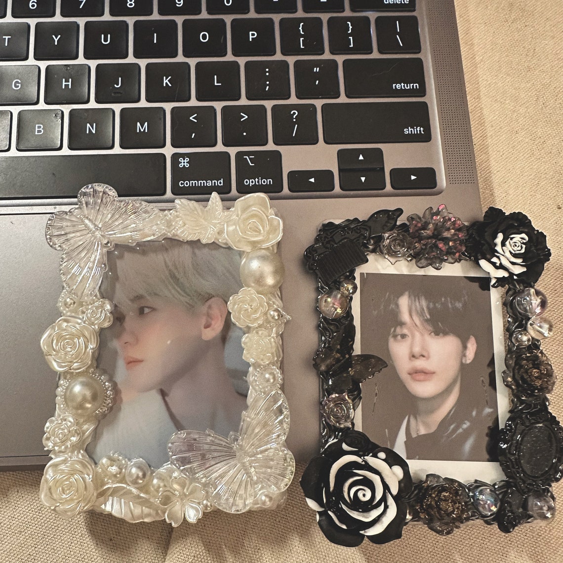 Custom Decoden Toploader/white Black Rose Baroque Style/ Kpop Decorated ...