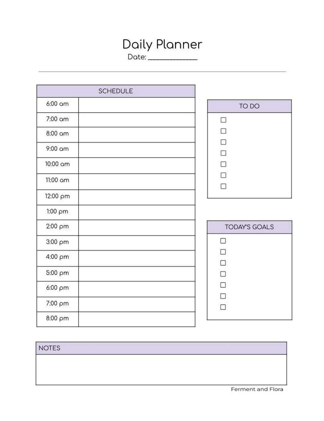Printable Daily Planner - Purple - Etsy