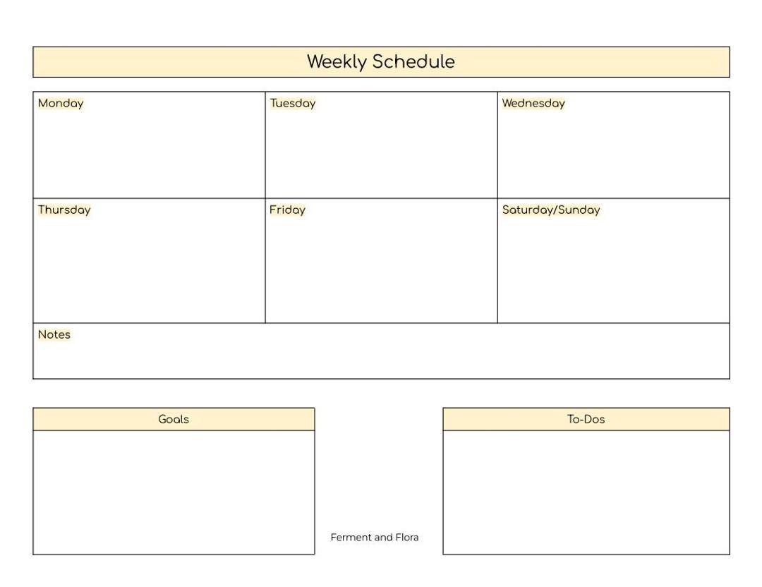 Printable Weekly Planner - Yellow - Etsy