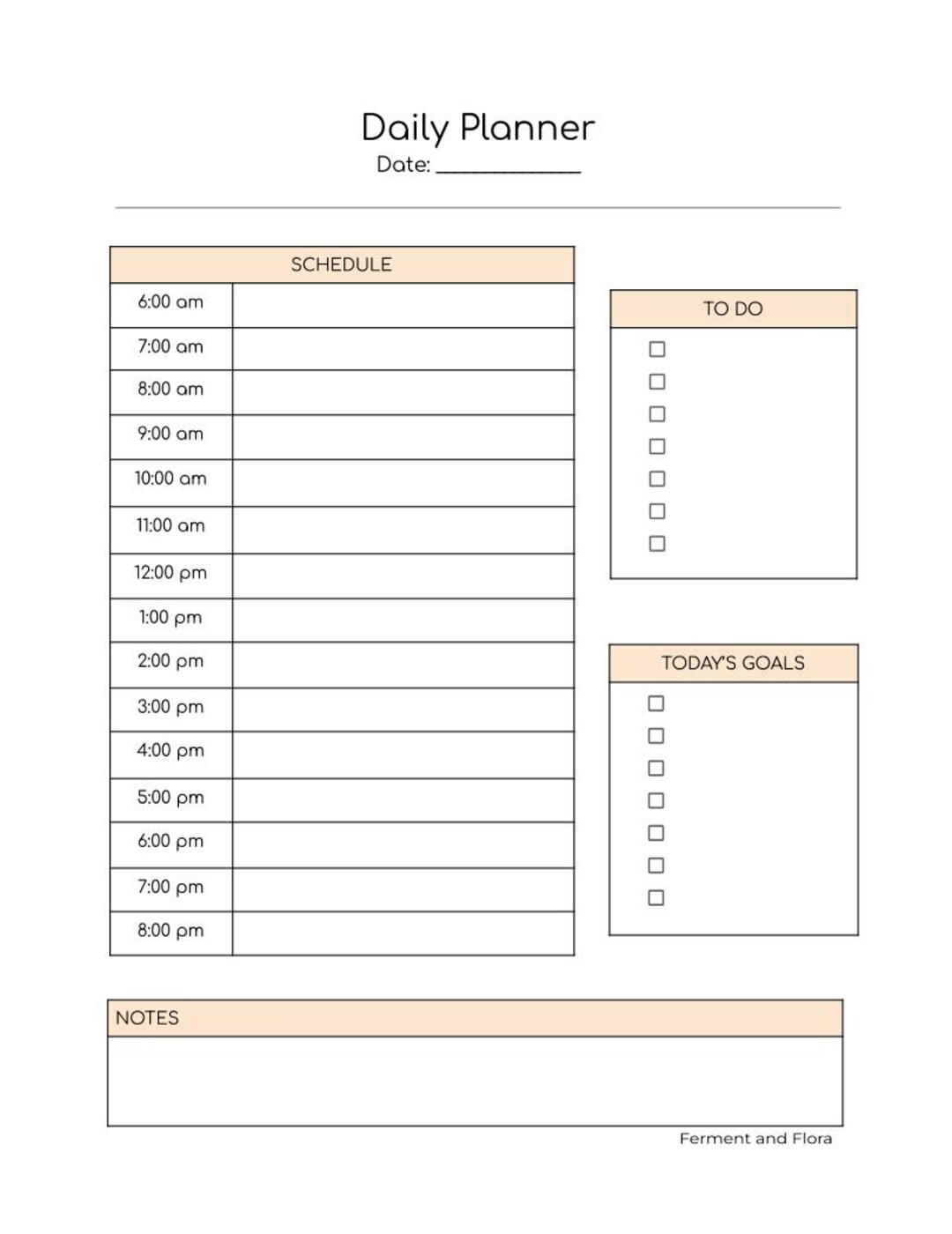 Printable Daily Planner - Orange - Etsy