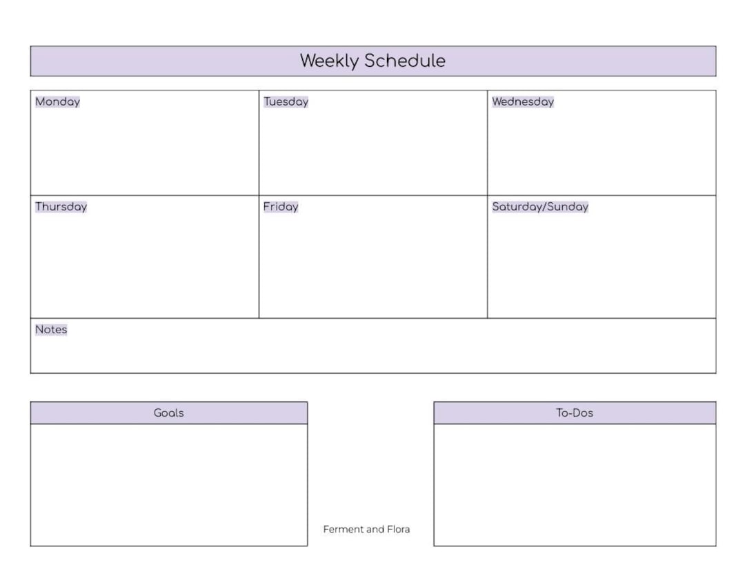 Printable Weekly Planner - Purple - Etsy